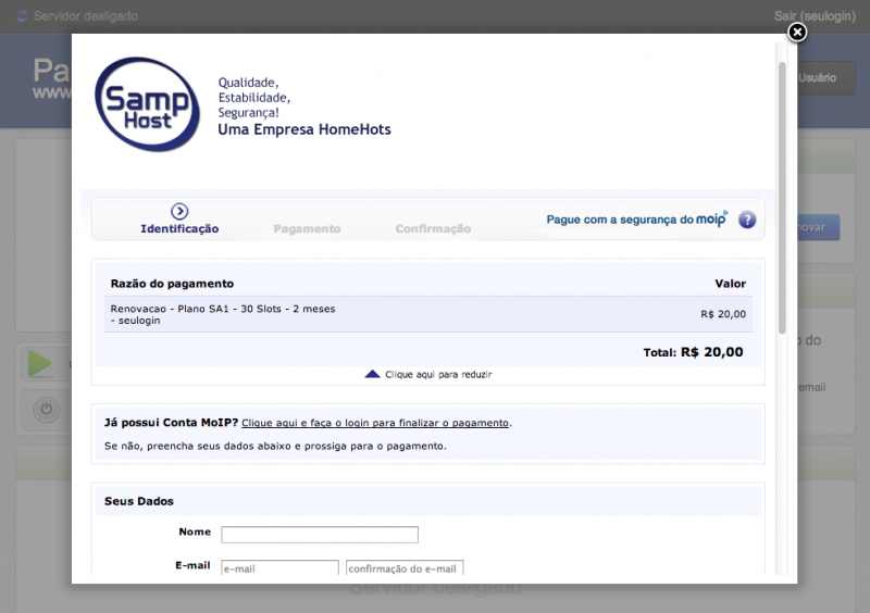 SAMP Host - Hospedagem de Servidores SA-MP - Painel Administrativo SAMP ...